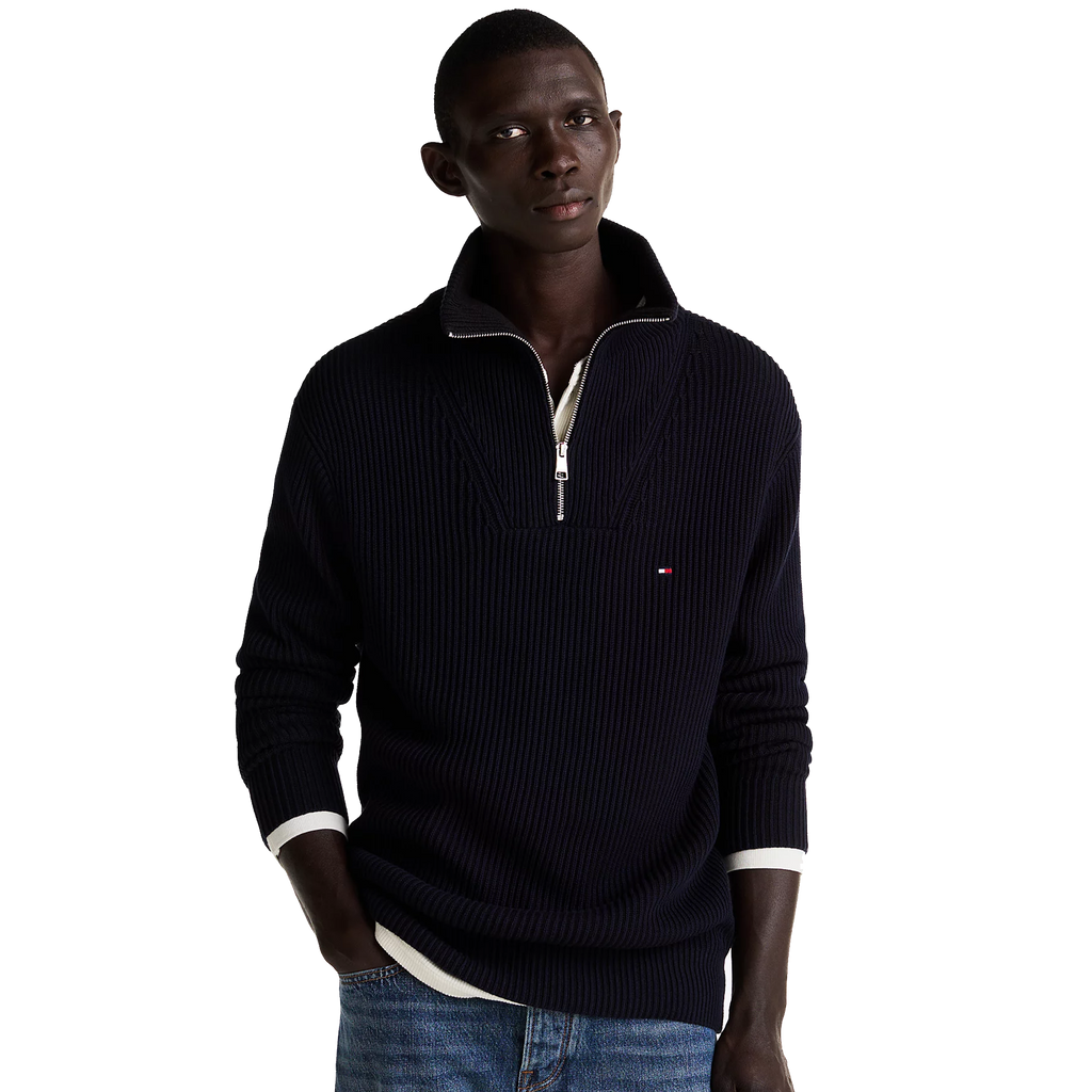 Chunky Cotton Rib Nautical Zp Blue from Tommy Hilfiger – Stayhard.com